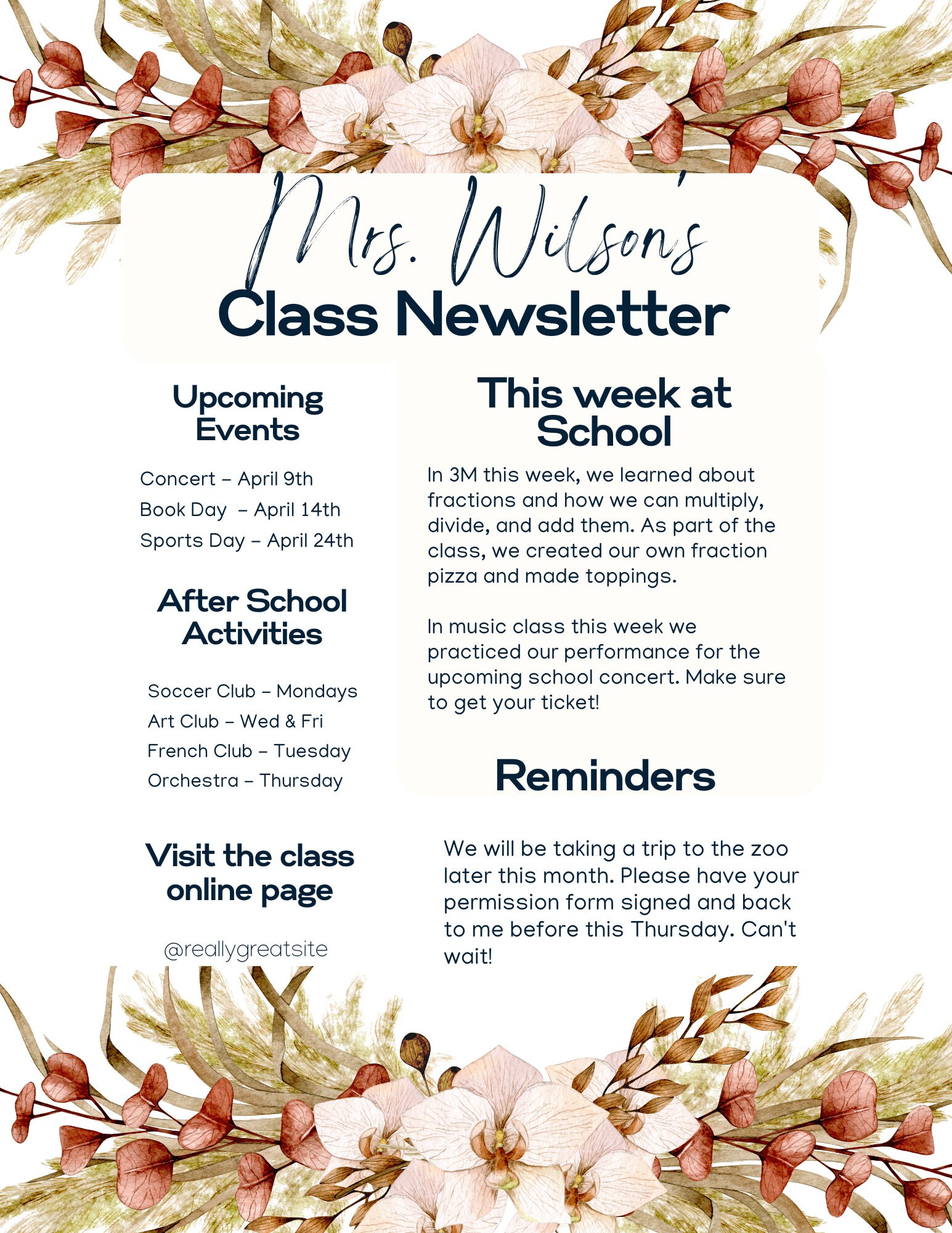 Boho Rose Classroom Newsletter Bundle - Etsy