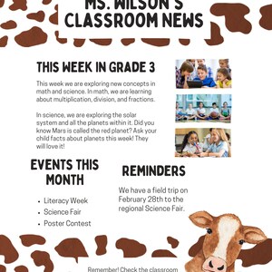 Cow Print Classroom Newsletter Bundle: Digital, Editable, Printable ...