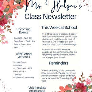 Apricot Rose Classroom Newsletter Bundle: Digital, Editable, Printable ...