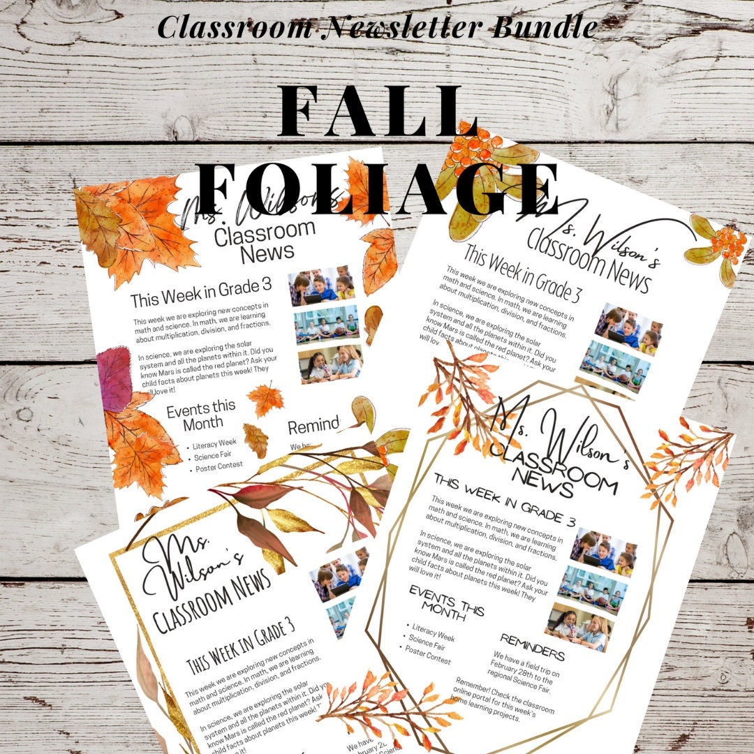 Fall Foliage Classroom Newsletter Bundle - Etsy