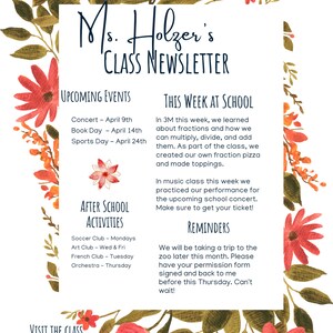 Apricot Rose Classroom Newsletter Bundle: Digital, Editable, Printable ...