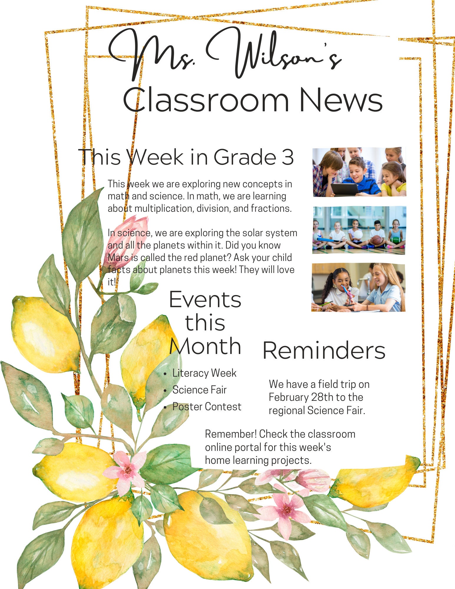 Lemon Summer Classroom Newsletter Bundle - Etsy