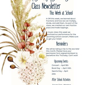 Boho Rose Classroom Newsletter Bundle - Etsy