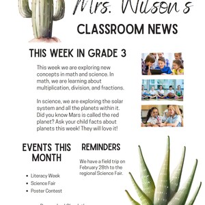 Desert Blooms Classroom Newsletter Bundle: Editable, Printable, Digital ...