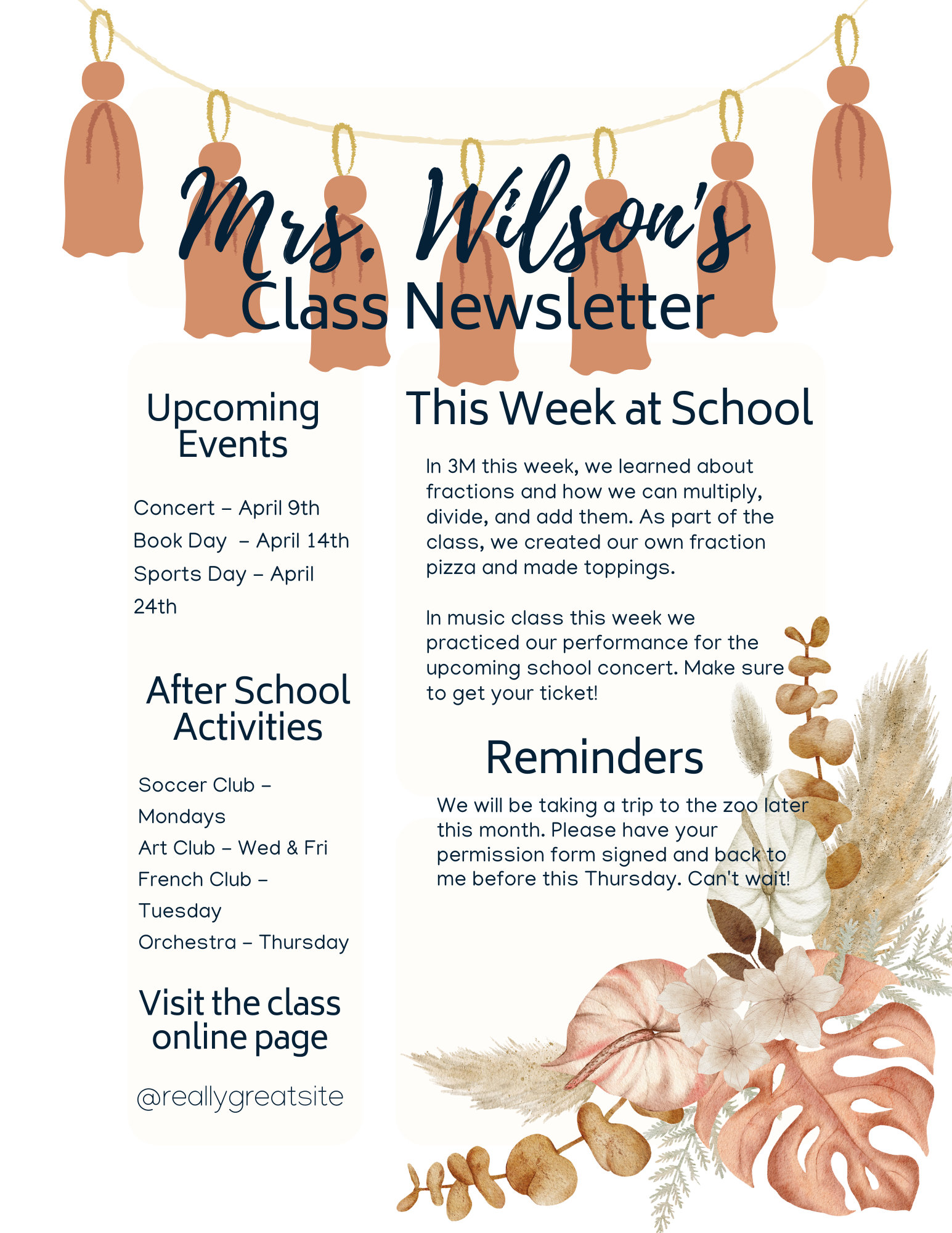 Boho Rose Classroom Newsletter Bundle - Etsy