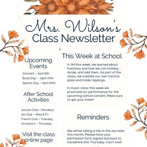 Fall Florals Classroom Newsletter Bundle - Etsy