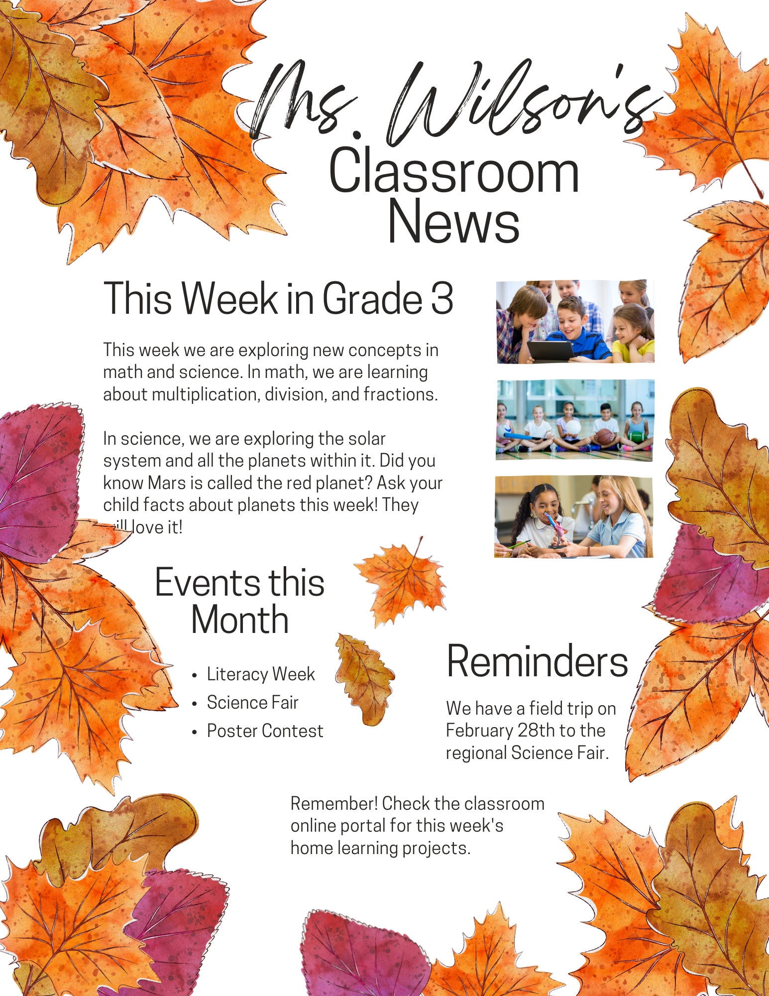 Fall Foliage Classroom Newsletter Bundle - Etsy