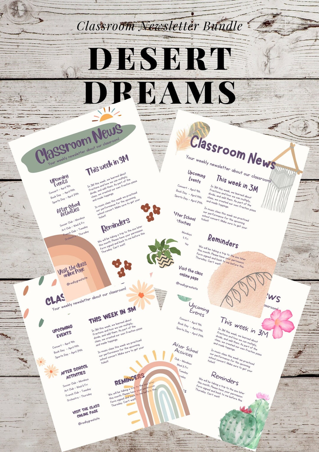 Desert Dreams Classroom Newsletter Bundle - Etsy