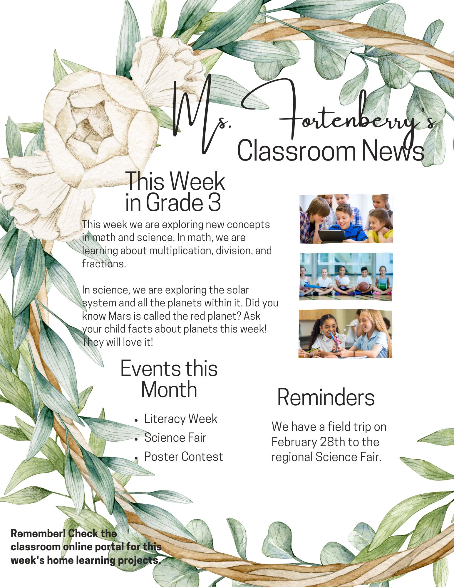 Willow Eucalyptus Classroom Newsletter Bundle: Digital, Editable ...