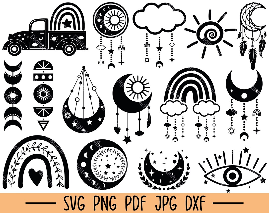 Boho Svg Bundle, Boho Rainbow Svg, Boho Cut File, Hippie Svg Files ...
