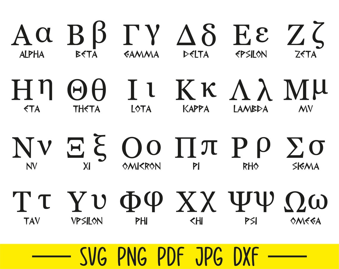 Greek Alphabet Svg, Greek Alphabet Cut Files, Greek Svg, Greek Svg ...