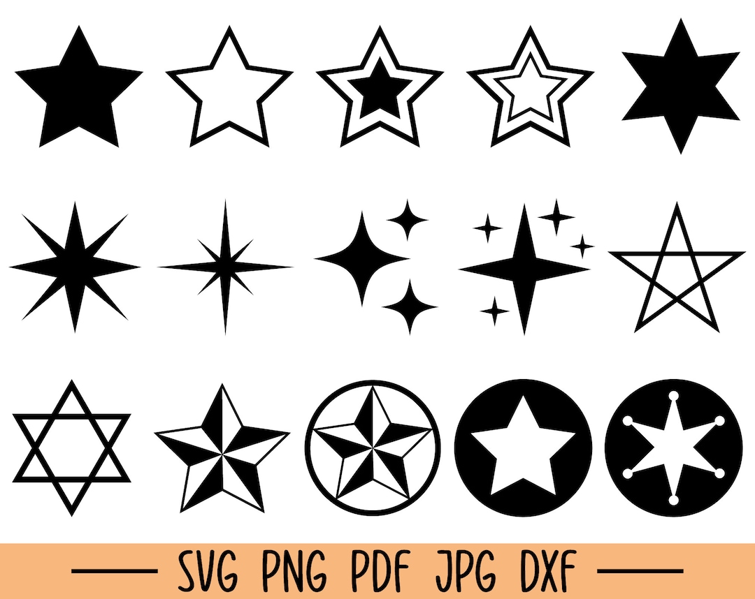 Star Svg Bundle, Star Svg File, Star Cut File, Sparkle Svg, Sparkle Cut ...