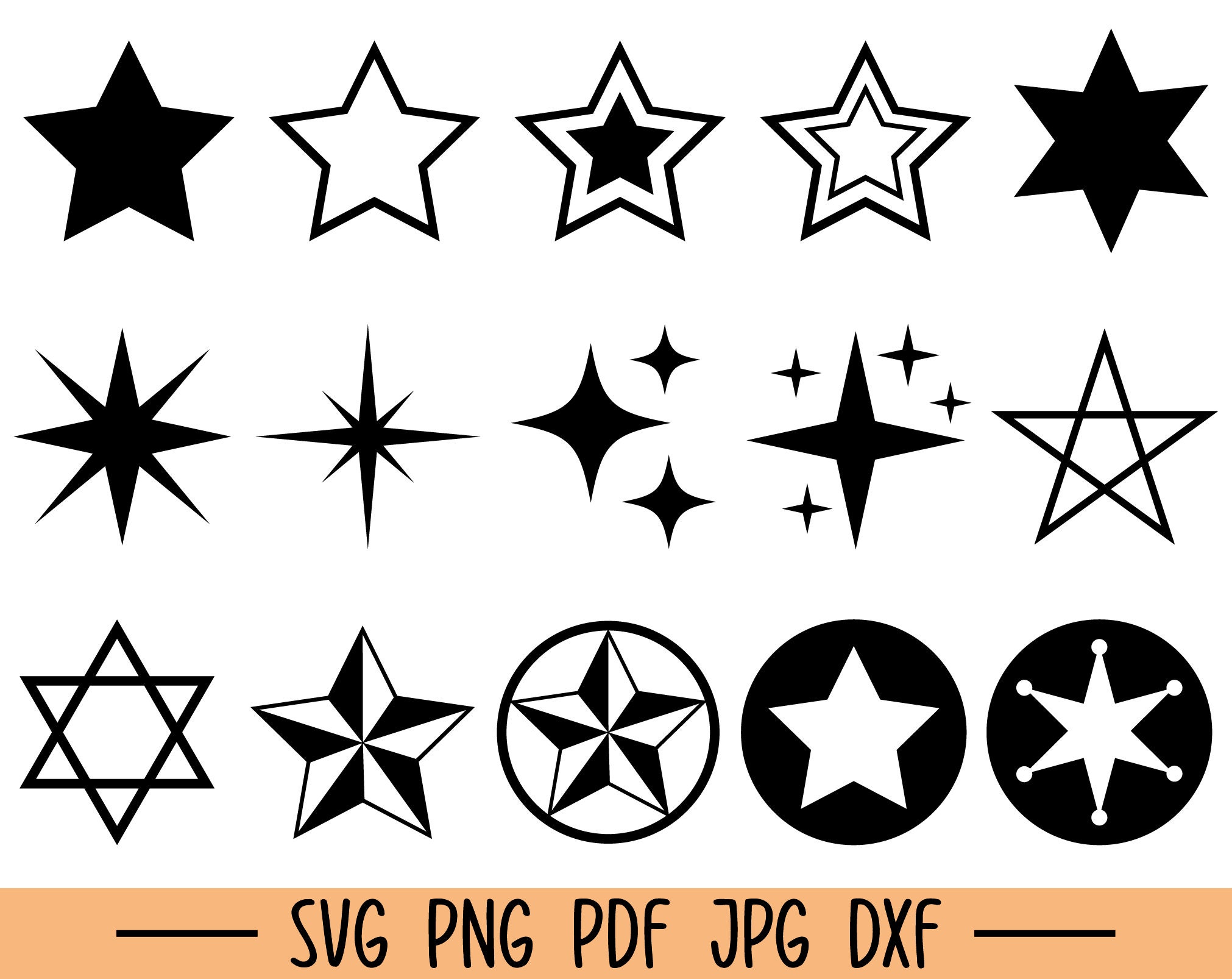 Star Svg Bundle, Star Svg File, Star Cut File, Sparkle Svg, Sparkle Cut ...