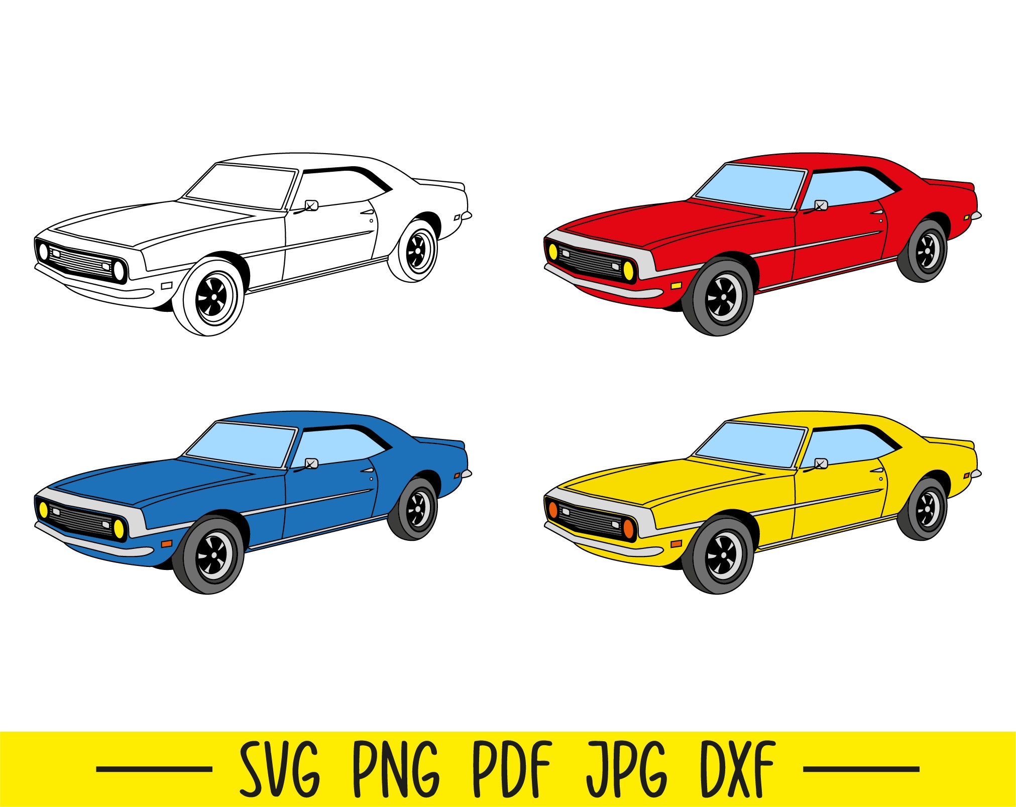 Muscle Car Svg, Car Svg, Classic Car Svg, Muscle Car Png, Car Clipart ...