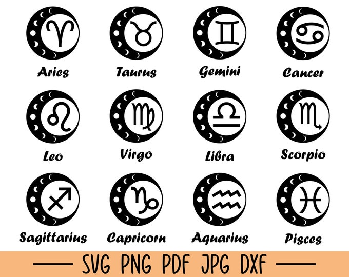 Zodiac Svg Bundle, Zodiac Svg, Horoscope Svg, Zodiac Symbols Svg ...