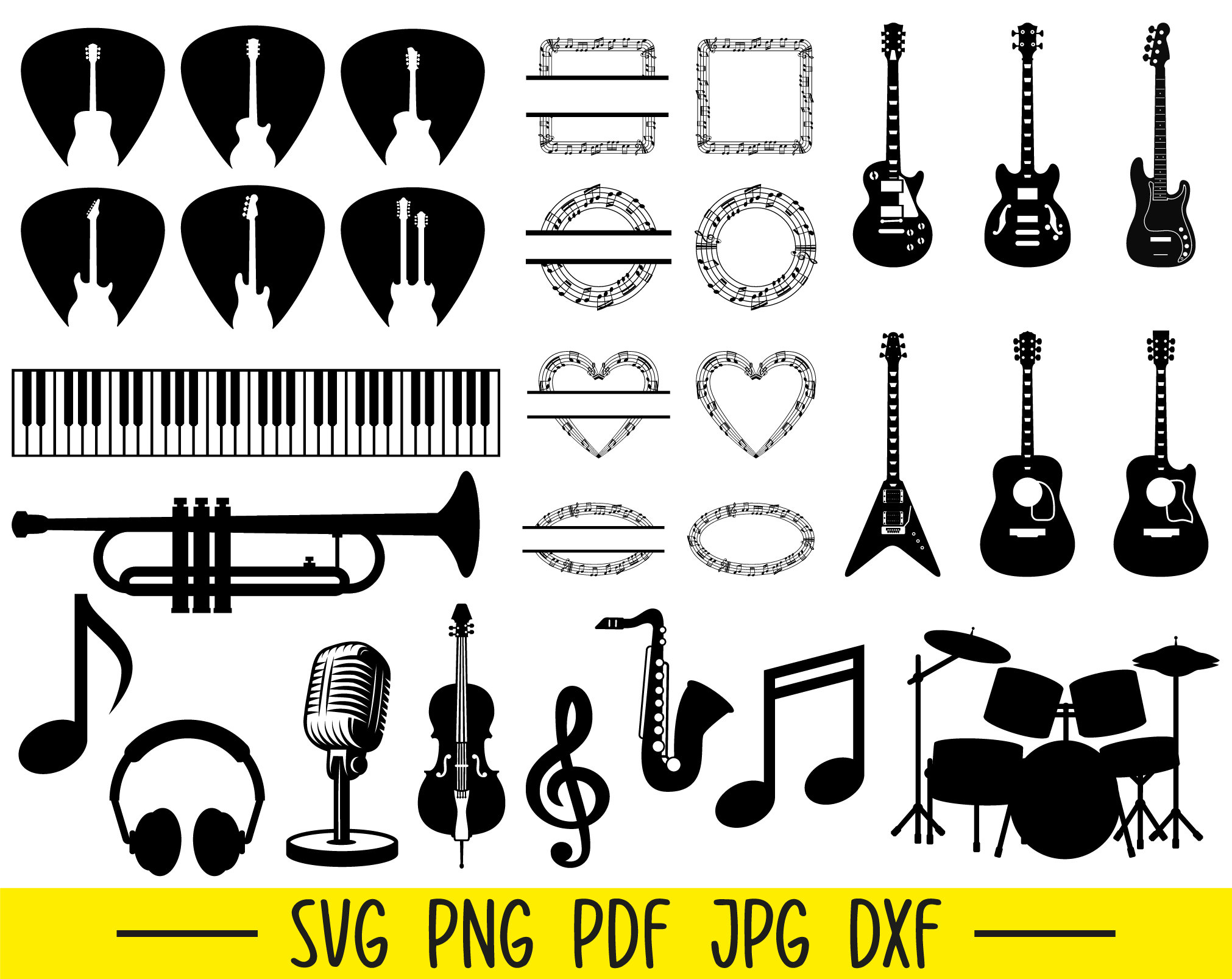 Music Svg Bundle, Guitar Svg Bundle, Guitar Pick Svg Bundle, Guitar Svg ...