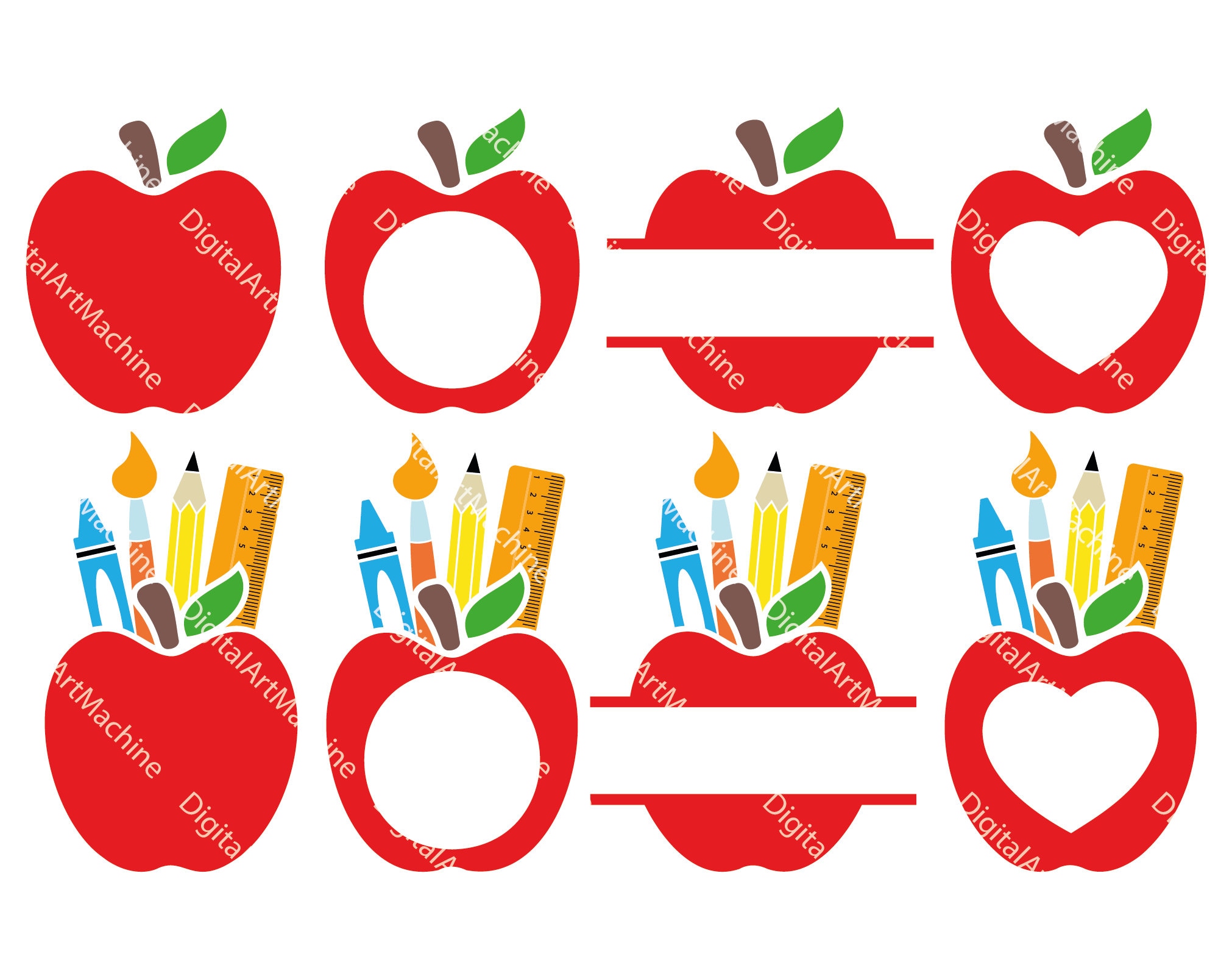 School Svg, School Svg Bundle, Teacher Svg, Pencil Svg, Apple Split ...