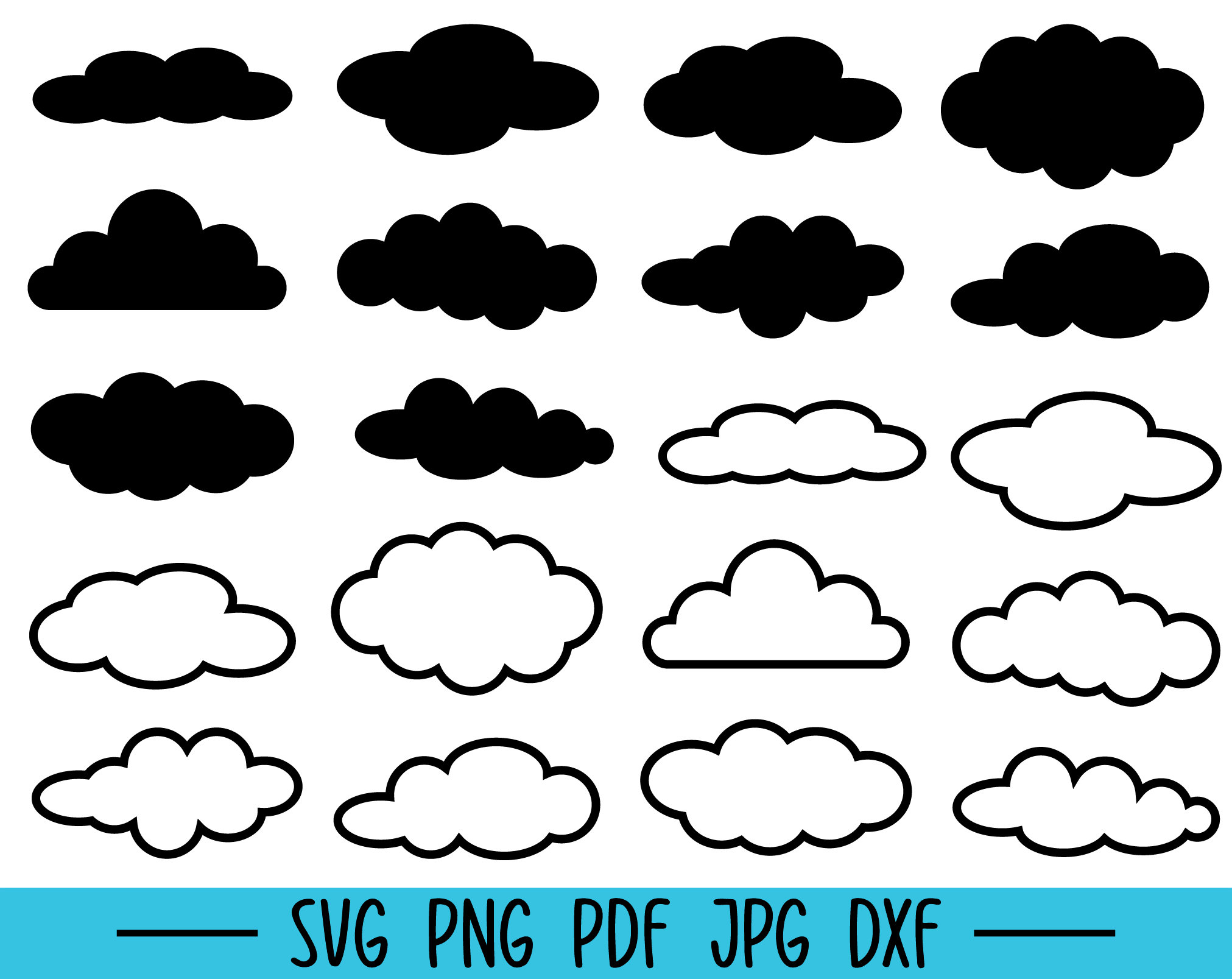 Cloud Svg, Cloud Svg Bundle, Cloud, Clouds, Clouds Svg, Cloud Svg ...