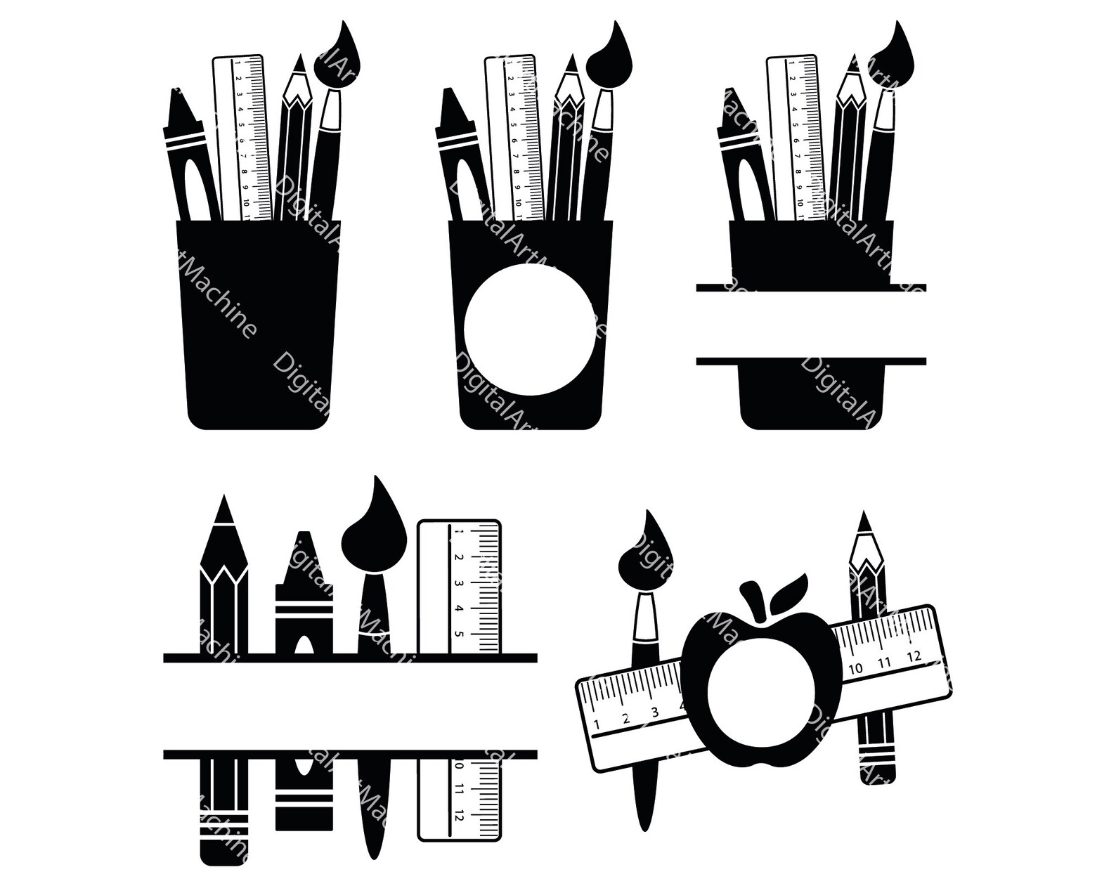 School Svg, School Svg Bundle, Teacher Svg, Pencil Svg, Apple Split ...