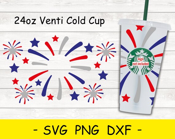 Fireworks Starbucks Cold Cup Wrap 4th of July 24 Oz Cold Cup - Etsy