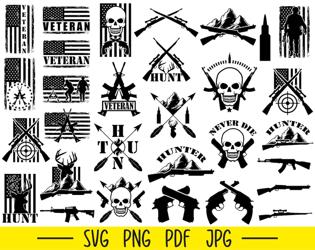Gun Svg Bundle, Veteran Svg, Hunting Svg, Rifle Svg Bundle, Military ...