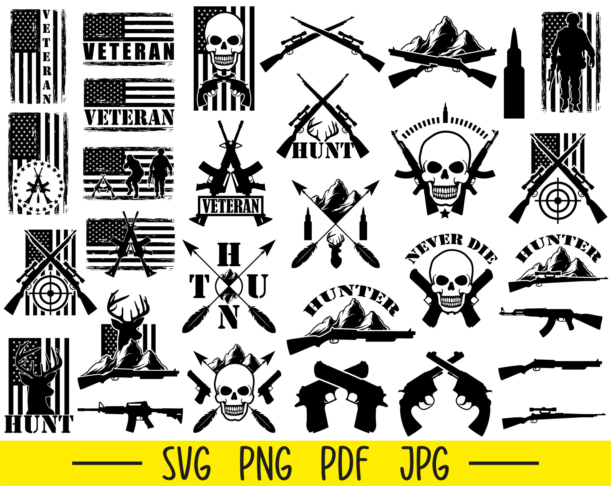 Gun Svg Bundle, Veteran Svg, Hunting Svg, Rifle Svg Bundle, Military ...