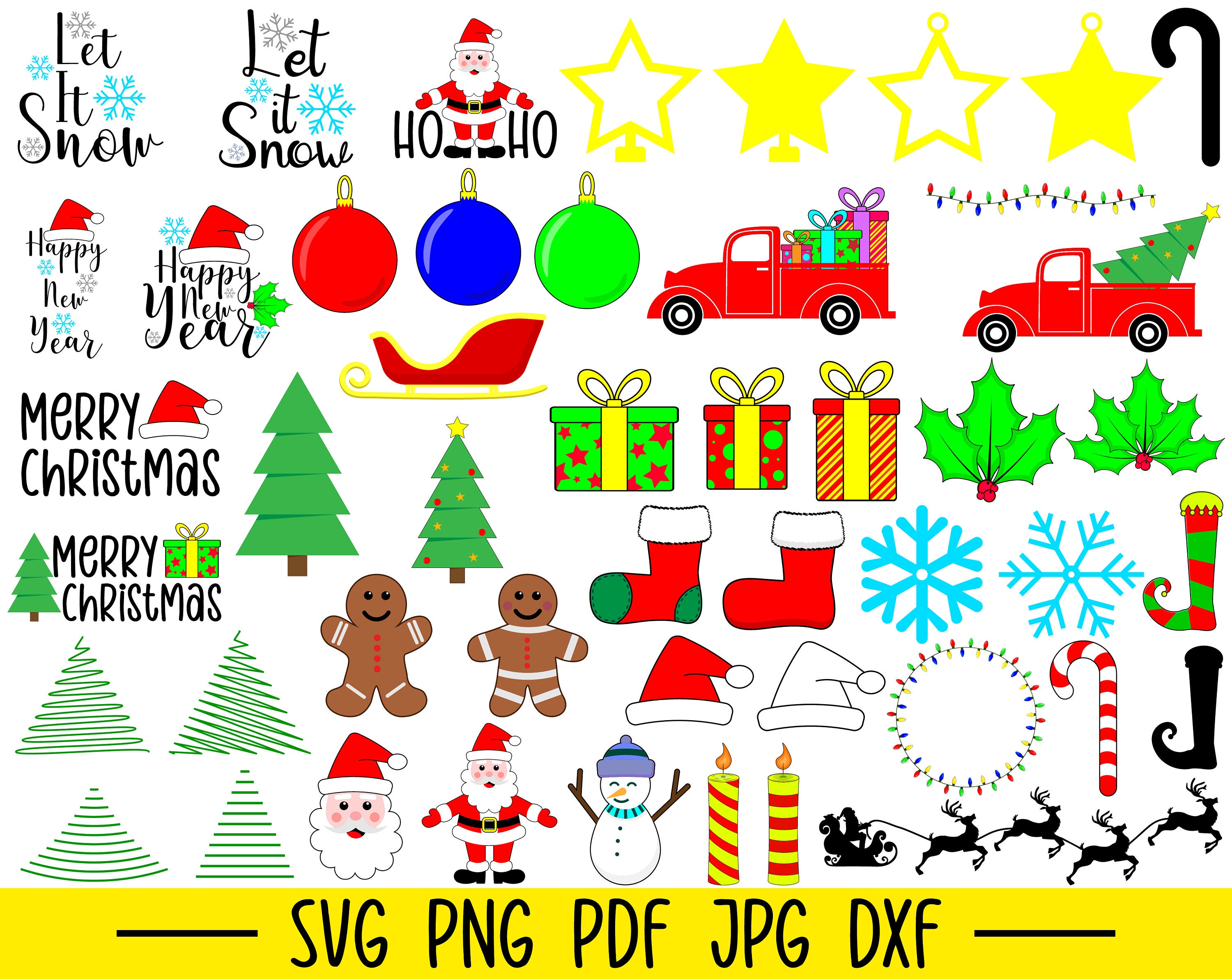48 Christmas Svg Files, Christmas Svg Bundle, Santa Svg, Snow Flake Svg ...