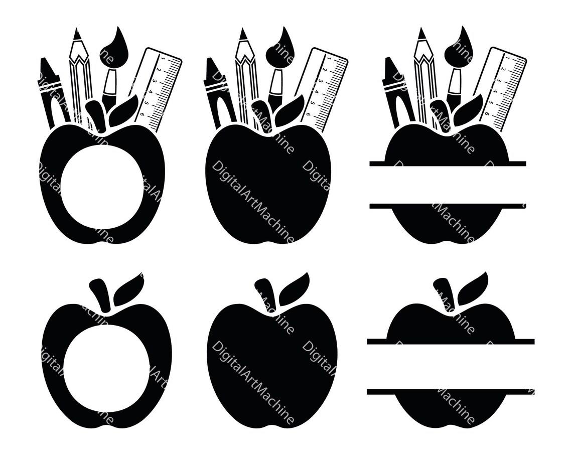 School Svg, School Svg Bundle, Teacher Svg, Pencil Svg, Apple Split ...