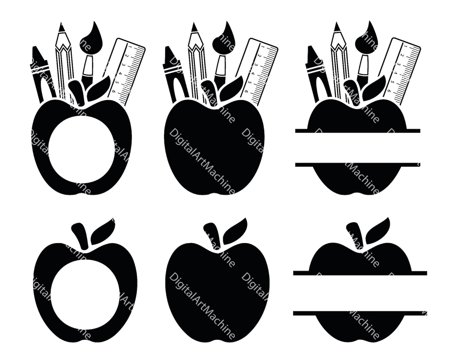 School Svg, School Svg Bundle, Teacher Svg, Pencil Svg, Apple Split ...