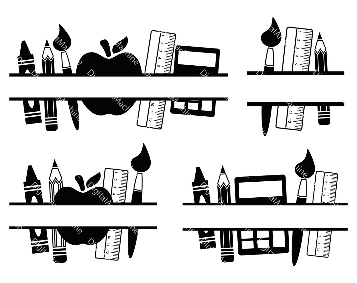 School Svg, School Svg Bundle, Teacher Svg, Pencil Svg, Apple Split ...