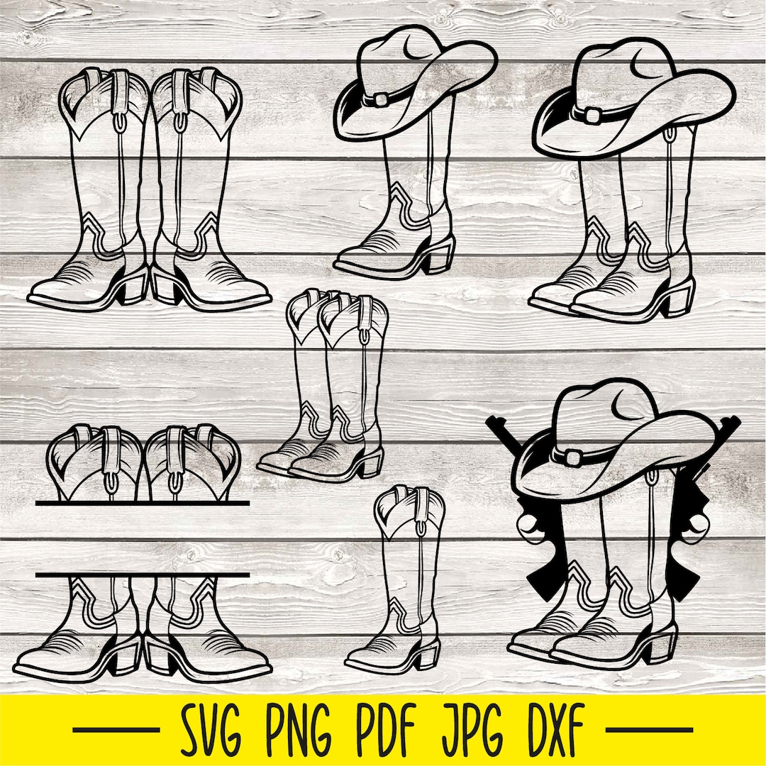 Cowboy Boots Svg, Cowgirl Boots Svg, Cowboy Hat Svg, Cowboy Silhouette ...