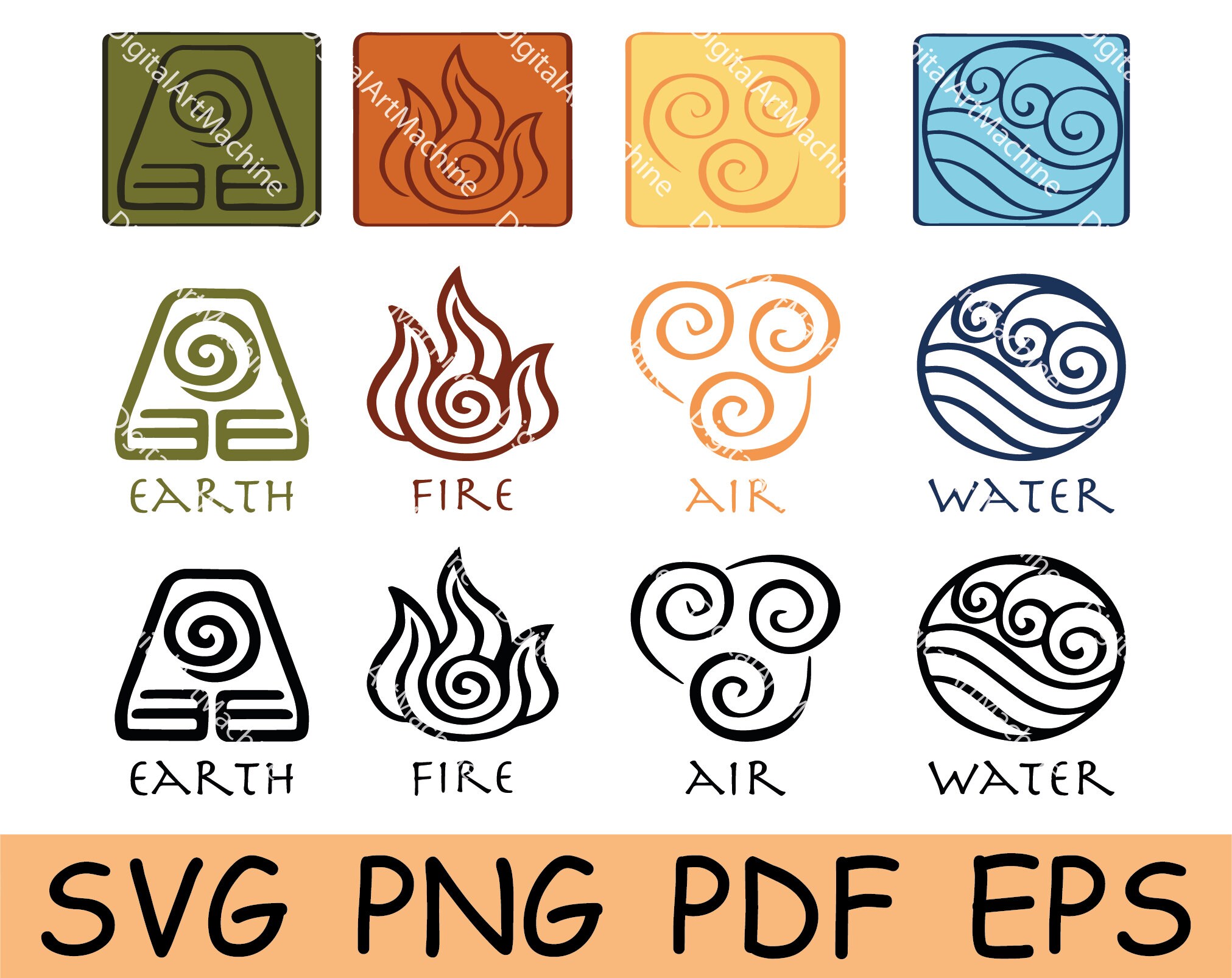 Earth Wind Water Fire Element Symbols