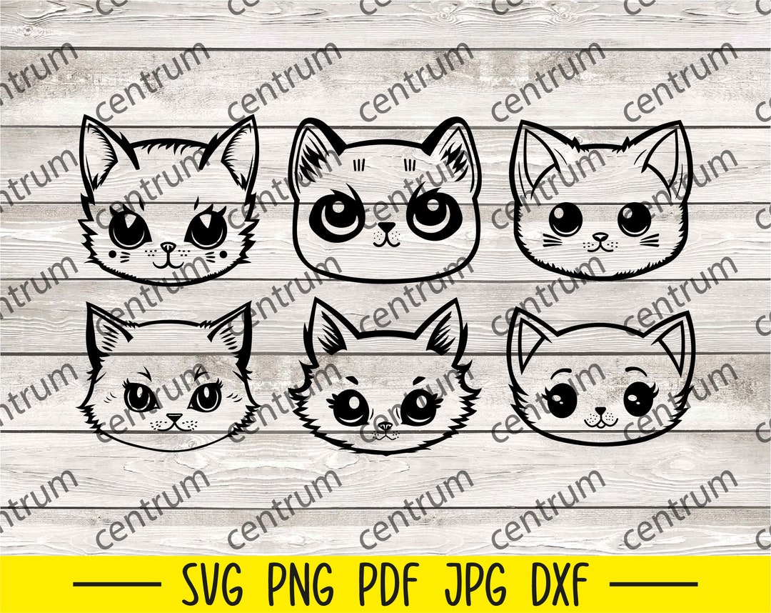 Cat Face Svg, Hand Drawn Cat Svg, Cute Cat Svg, Cat Svg, Cat Lover Svg ...