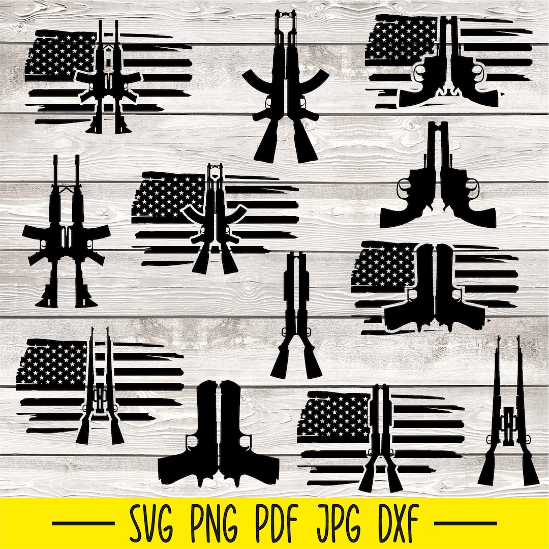 Gun Svg Bundle, Rifle Svg Bundle, Military Svg, Weapon Svg, Gun ...