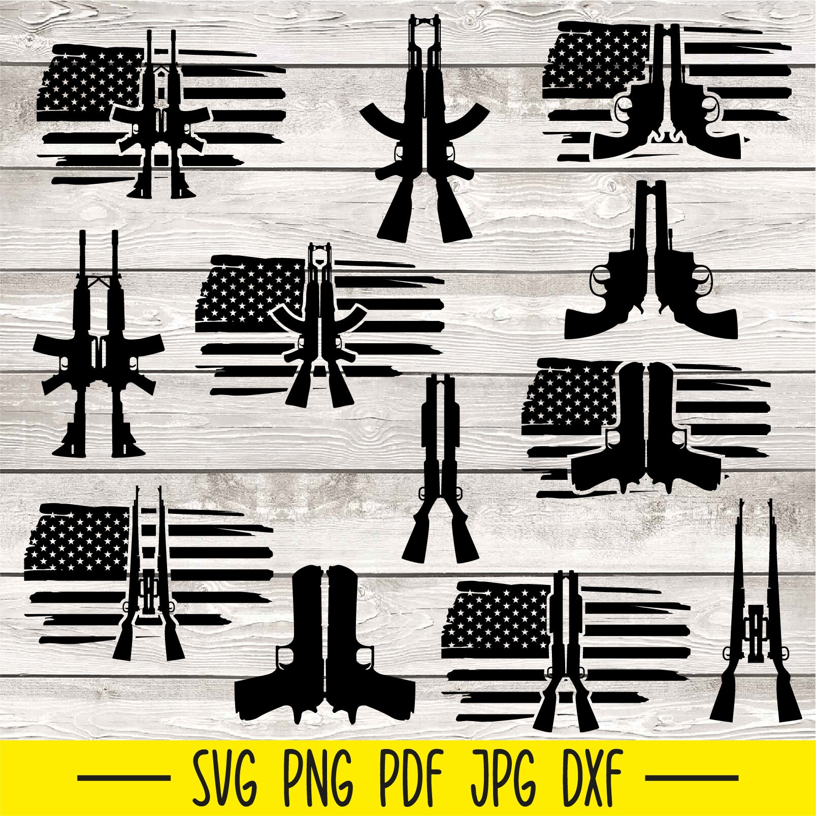 Gun Svg Bundle, Rifle Svg Bundle, Military Svg, Weapon Svg, Gun ...