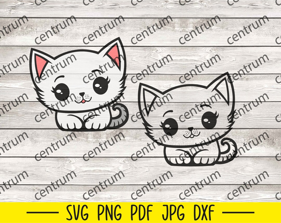 Cute Cat Svg, Kitten Svg, Sat Svg, Kawaii Svg, Cat Clipart, Cat Face ...