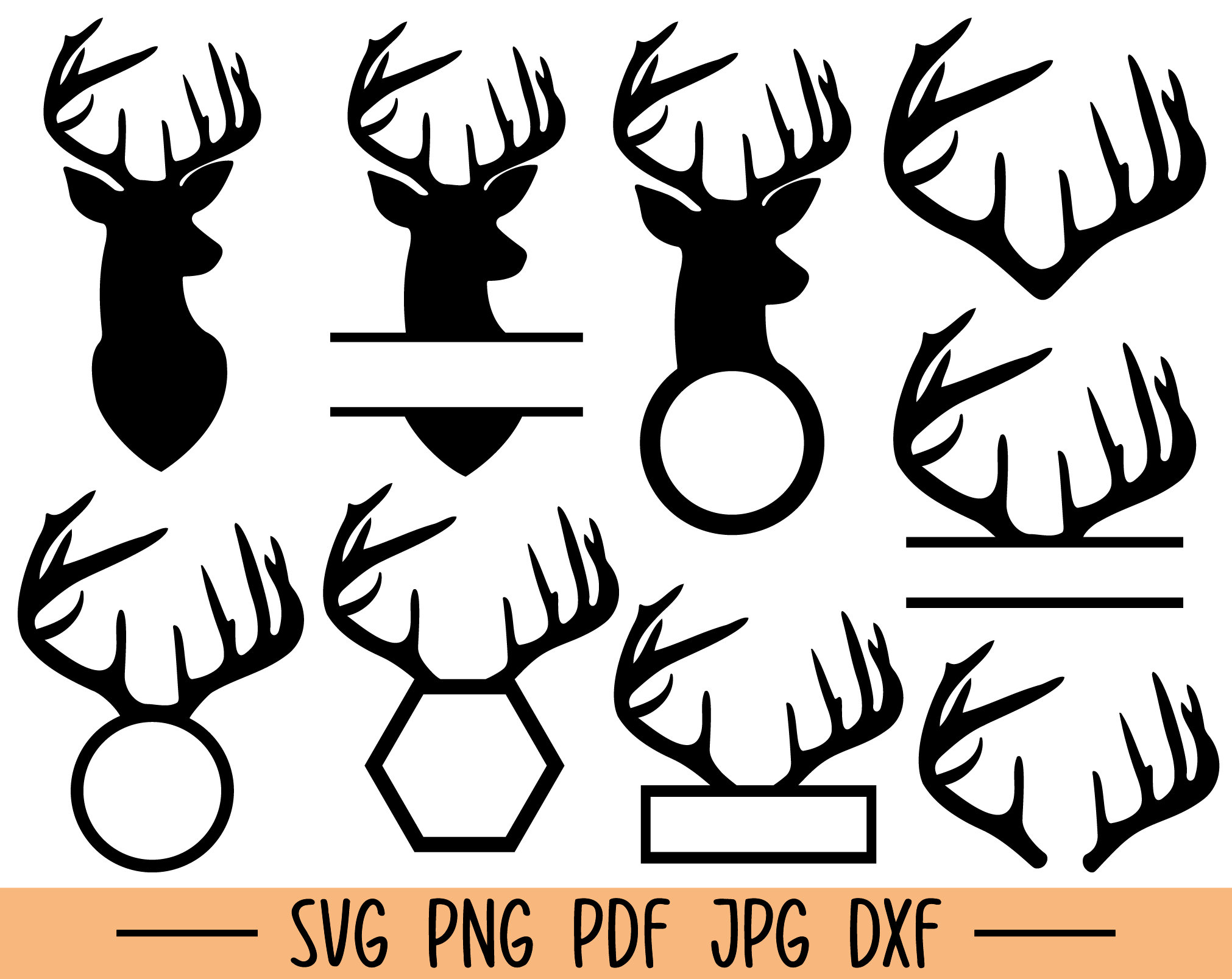 Deer Monogram Svg, Deer Frame Svg, Deer Head Svg, Deer Head Frame Svg ...