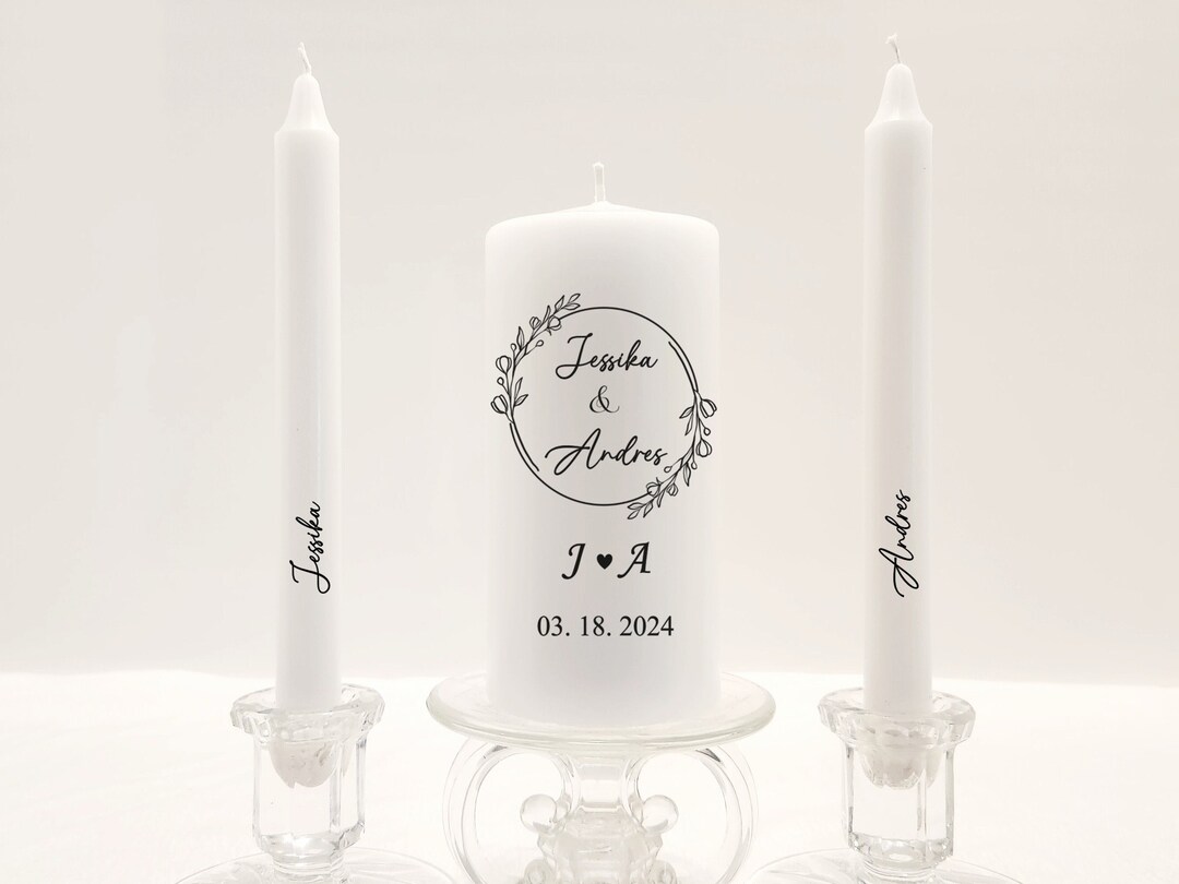 Minimal Elegant Romantic Font Unity Candle Set, Modern Personalized ...