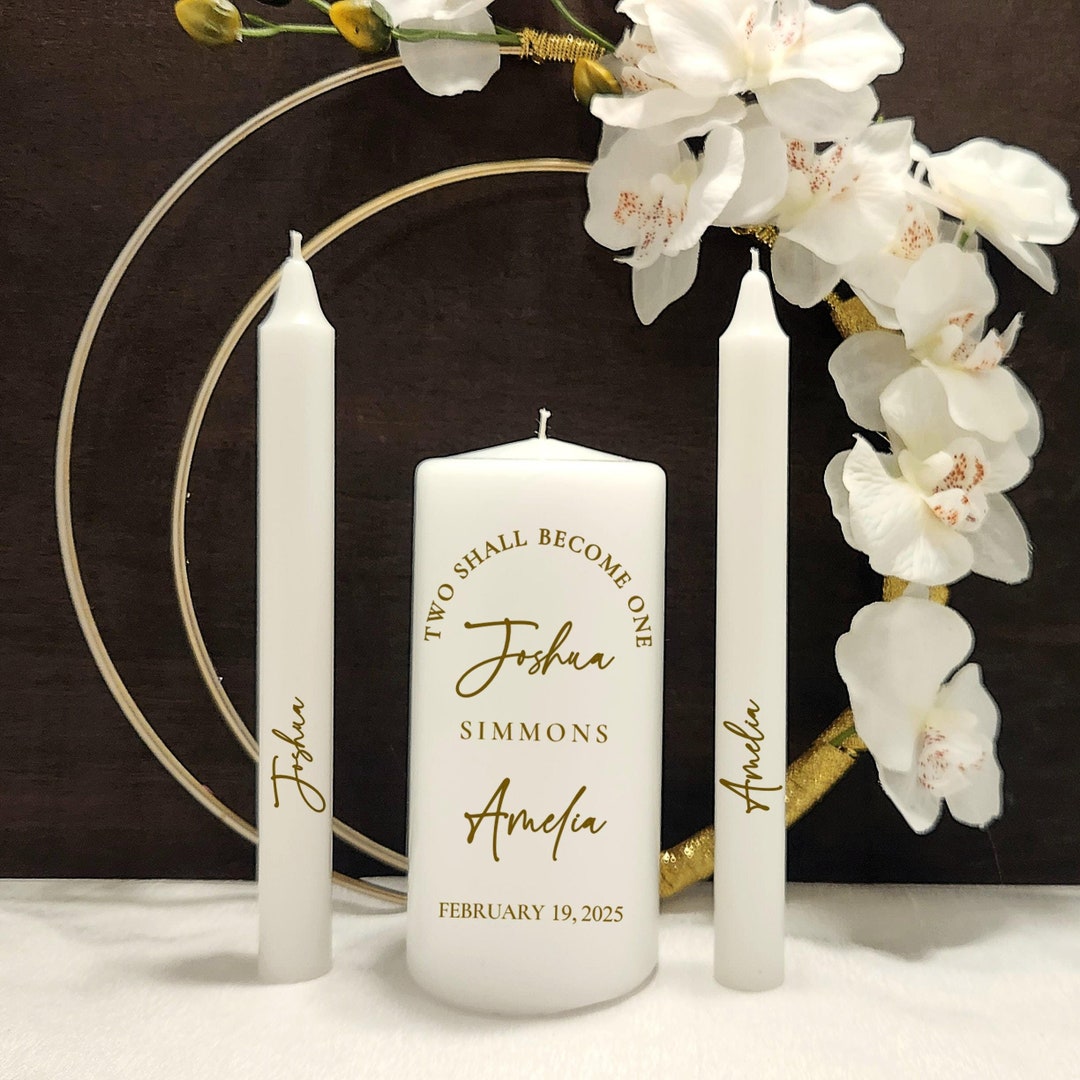 Gold Personalized Wedding Unity Candle Set: Modern Minimalist Design - Etsy