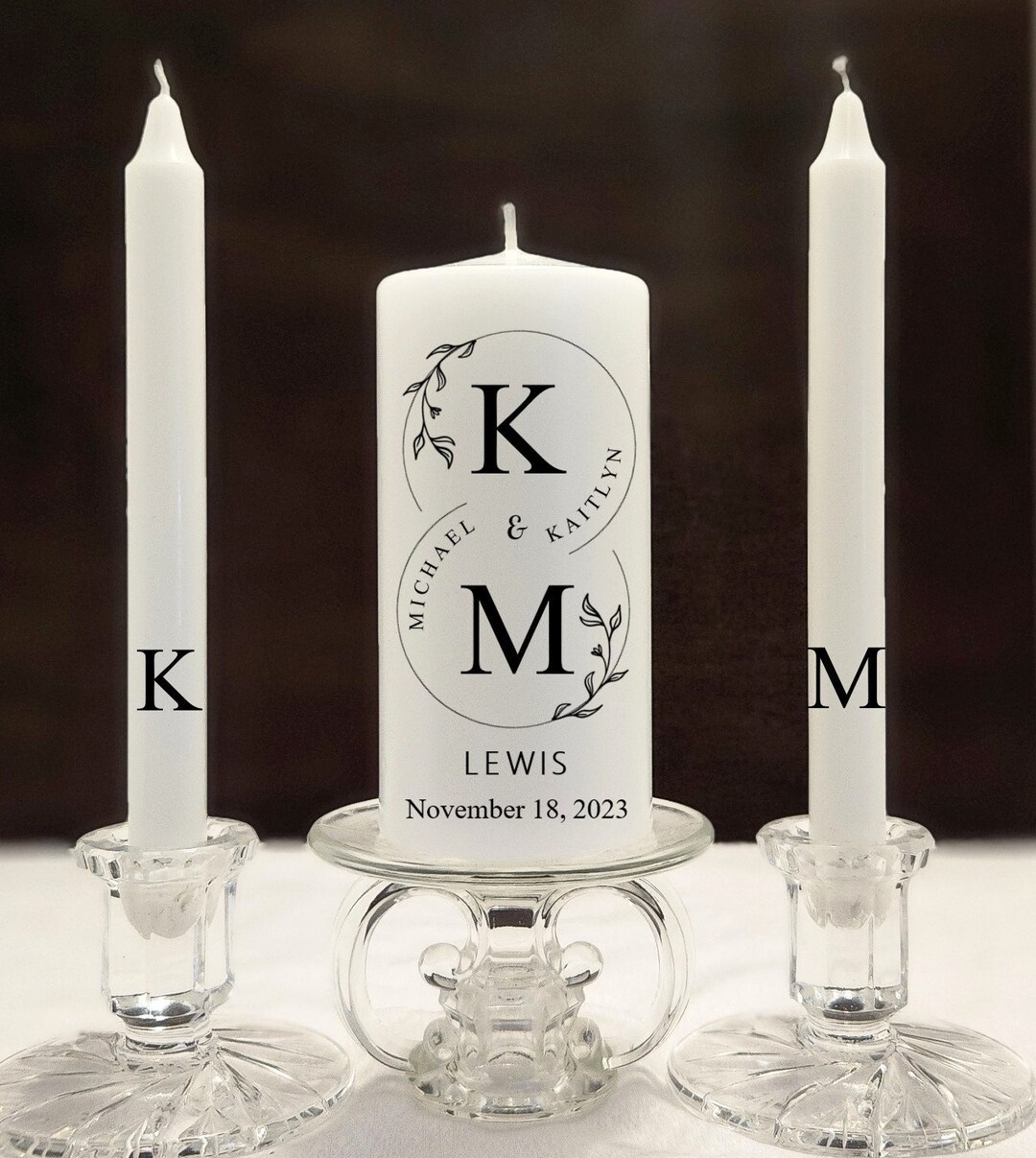 Modern Wedding Logo Unity Candle Set, Minimal Black and White ...