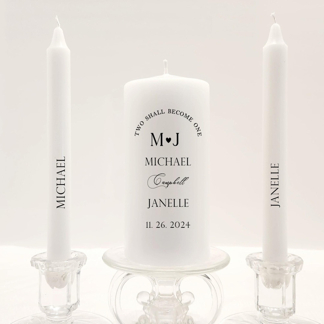 Modern Bible Verse Wedding Unity Candles, Minimal Black and White ...