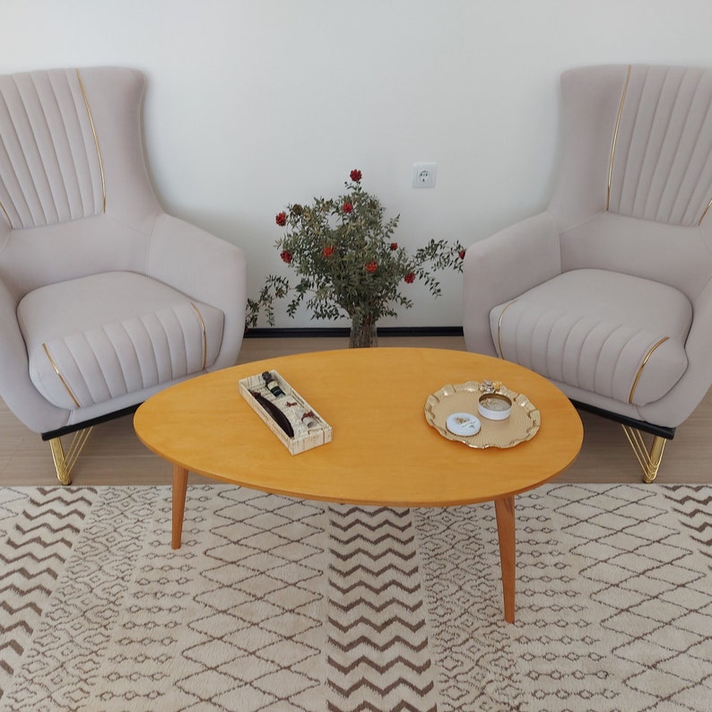 Egg Shape Coffee Table Oval Coffee Table Wooden Coffee Table - Etsy