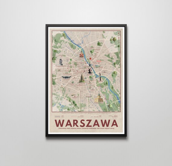 Illustrated Map of Warsaw | Etsy