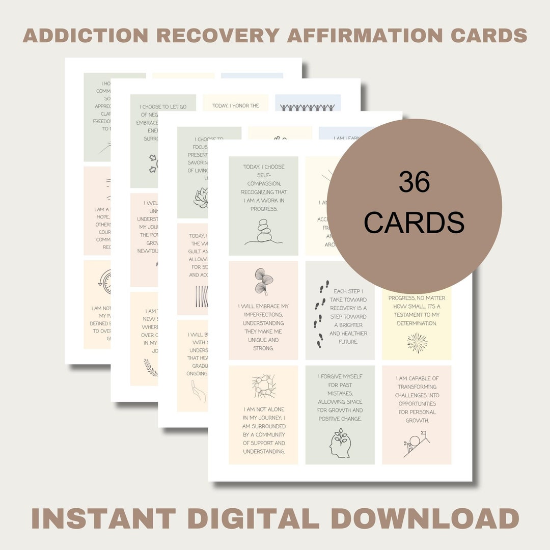 Addiction Recovery Affirmation Cards Bundle, AA Gifts, Sobriety Gift ...