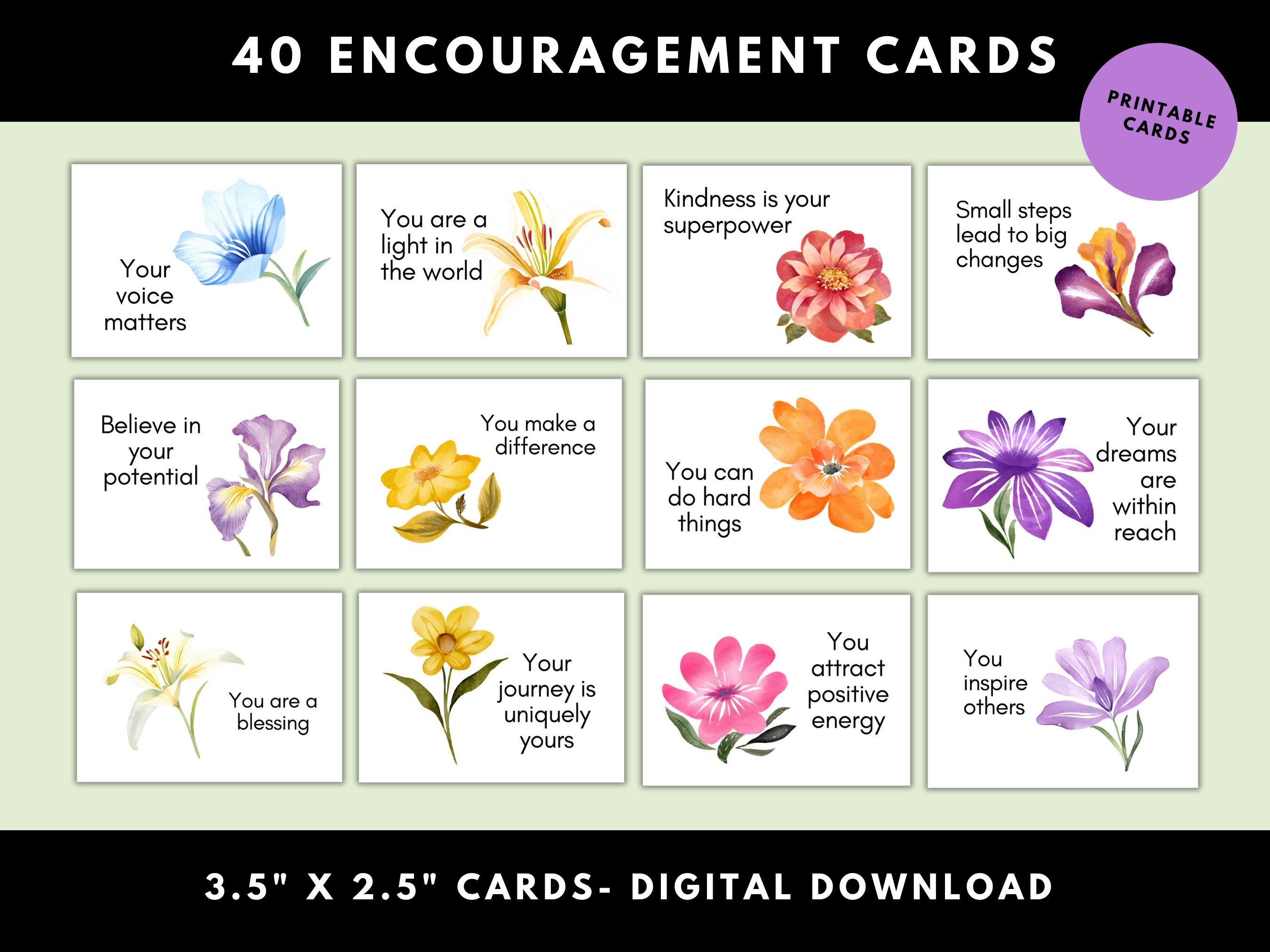 Printable Encouragement Cards: Floral Kindness Notes (digital Download ...