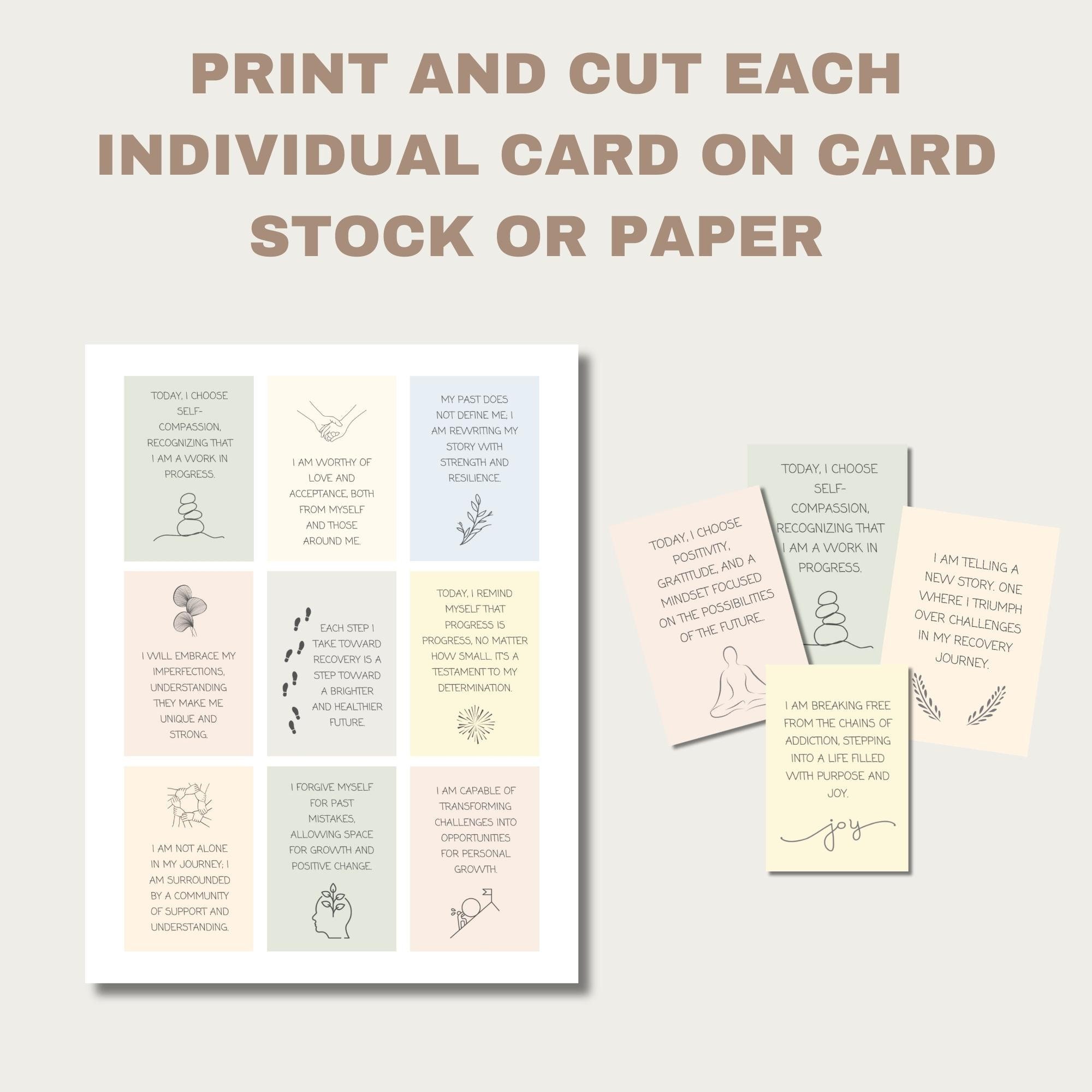 Addiction Recovery Affirmation Cards Bundle, AA Gifts, Sobriety Gift ...