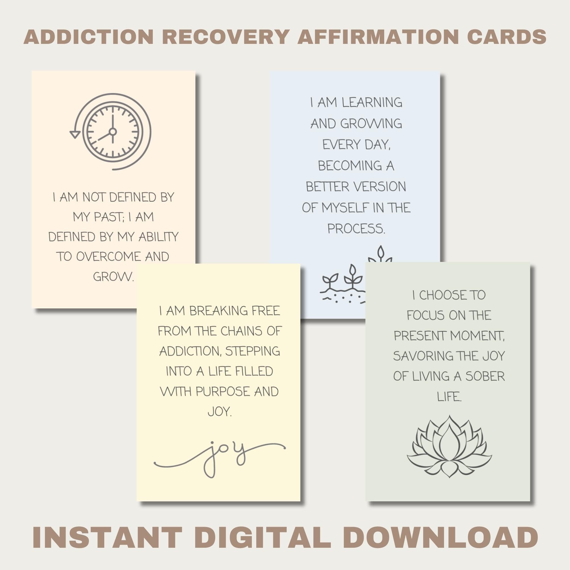 Addiction Recovery Affirmation Cards Bundle, AA Gifts, Sobriety Gift ...