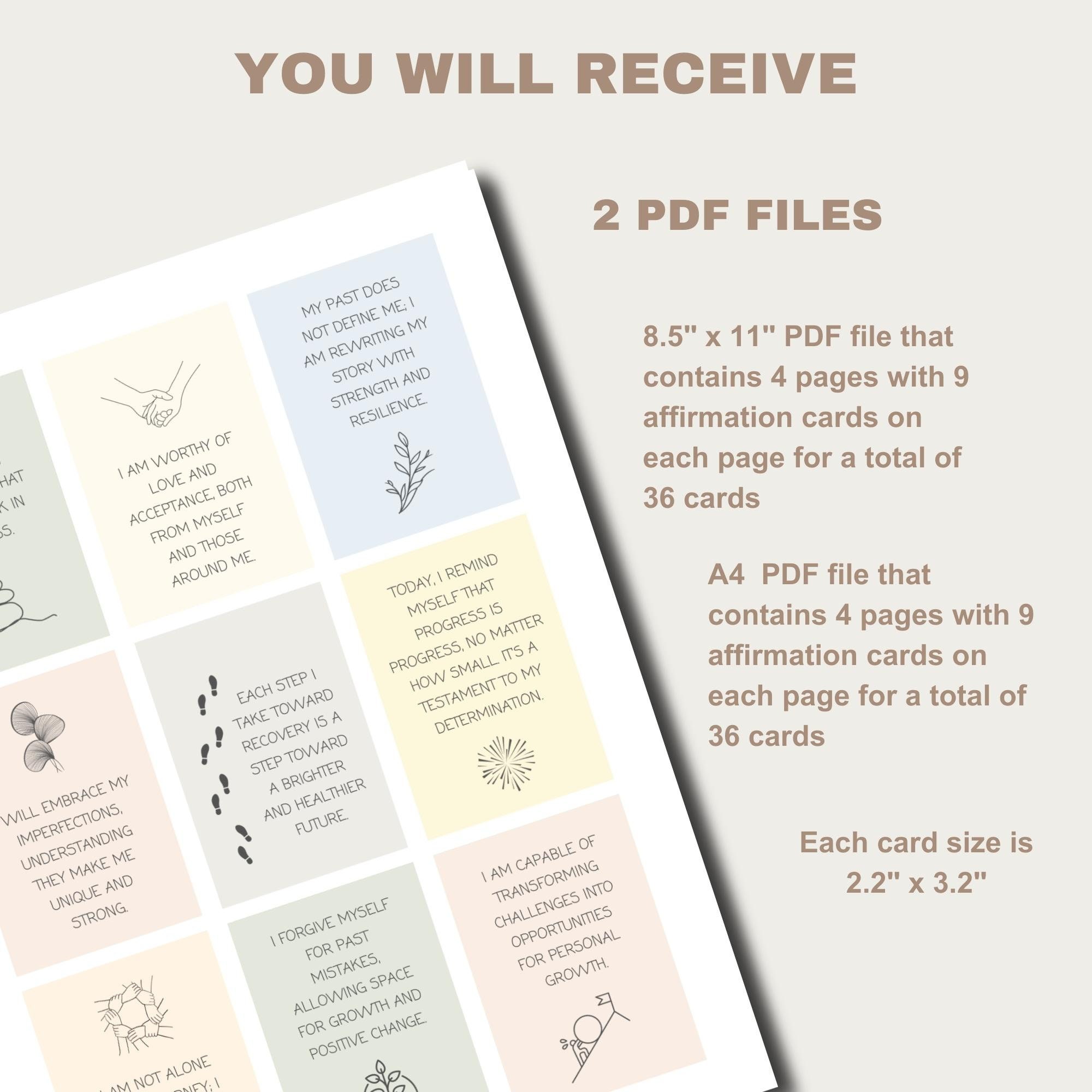 Addiction Recovery Affirmation Cards: Sobriety Gift (digital Download ...