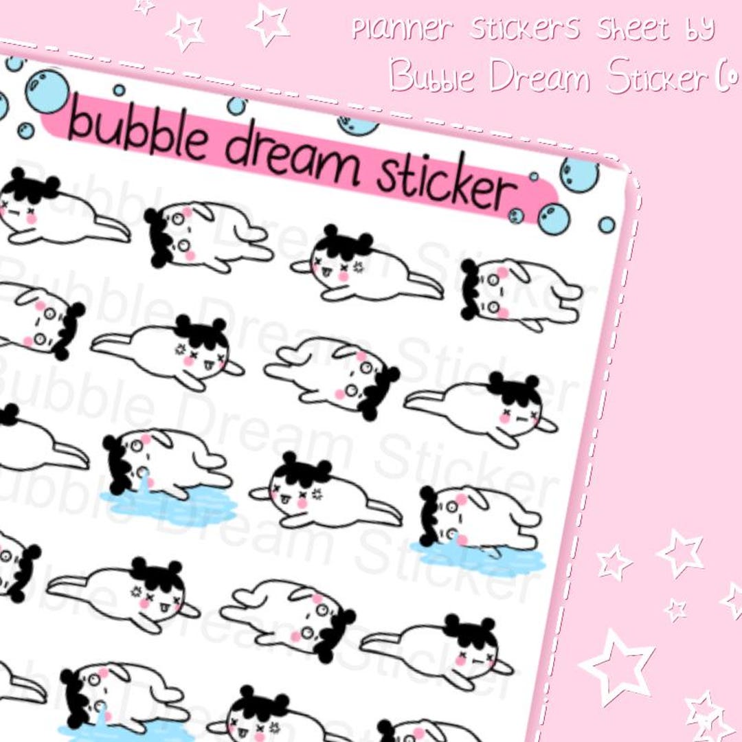 Sad Bad Day Planner Sticker Sheet, Handmade Character Stickers, Crying ...