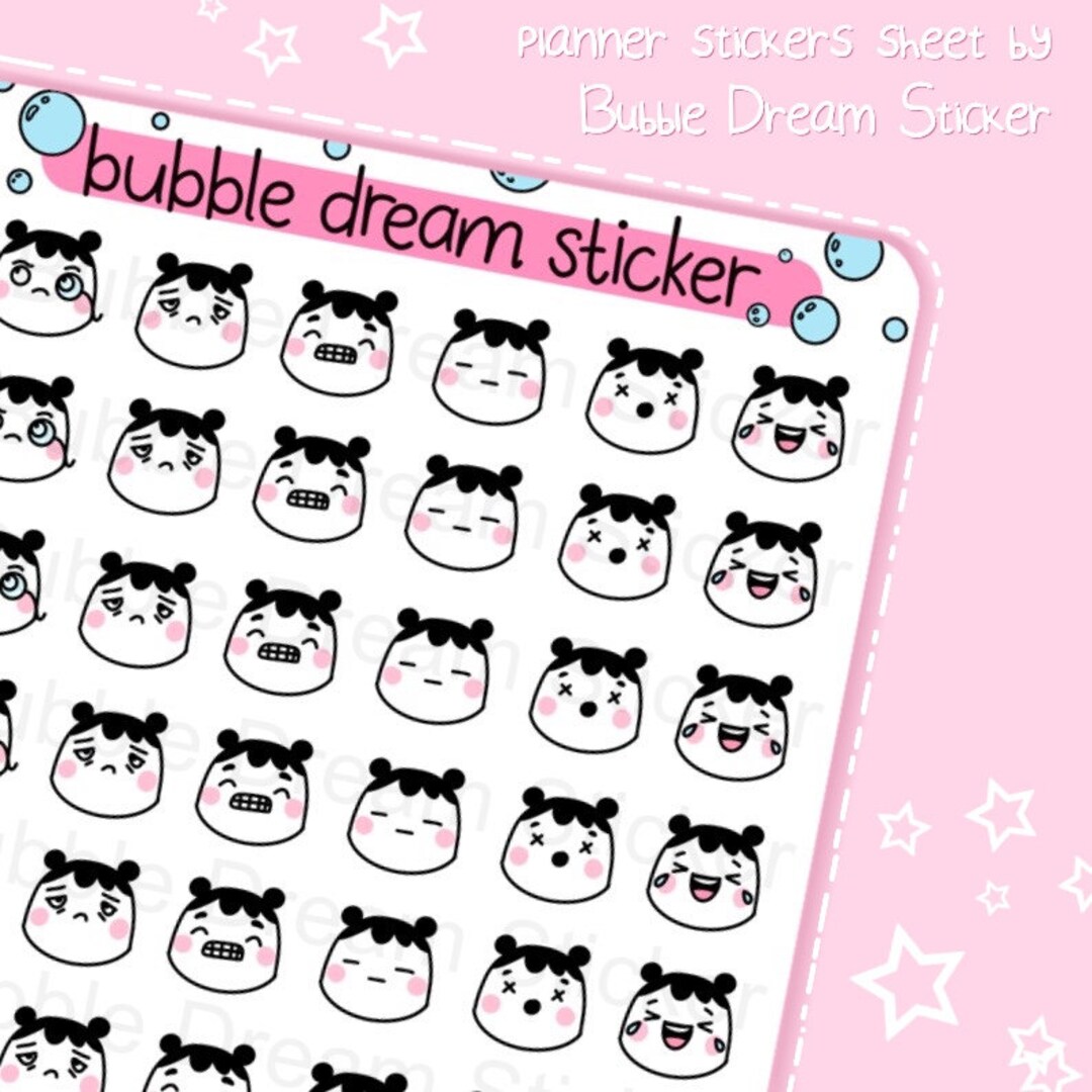 EMOTI Heads Planner Sticker Sheet, Expression Stickers, Character ...